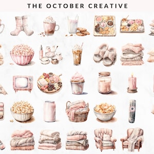 Watercolor Slumber Party Clip Art, PNG, Sleepover Clip Art, Movie Night ...