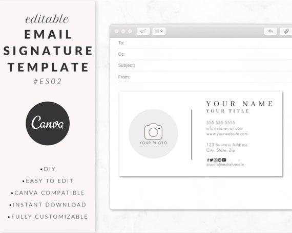Email Signature Template for Canva Editable Email Signature | Etsy