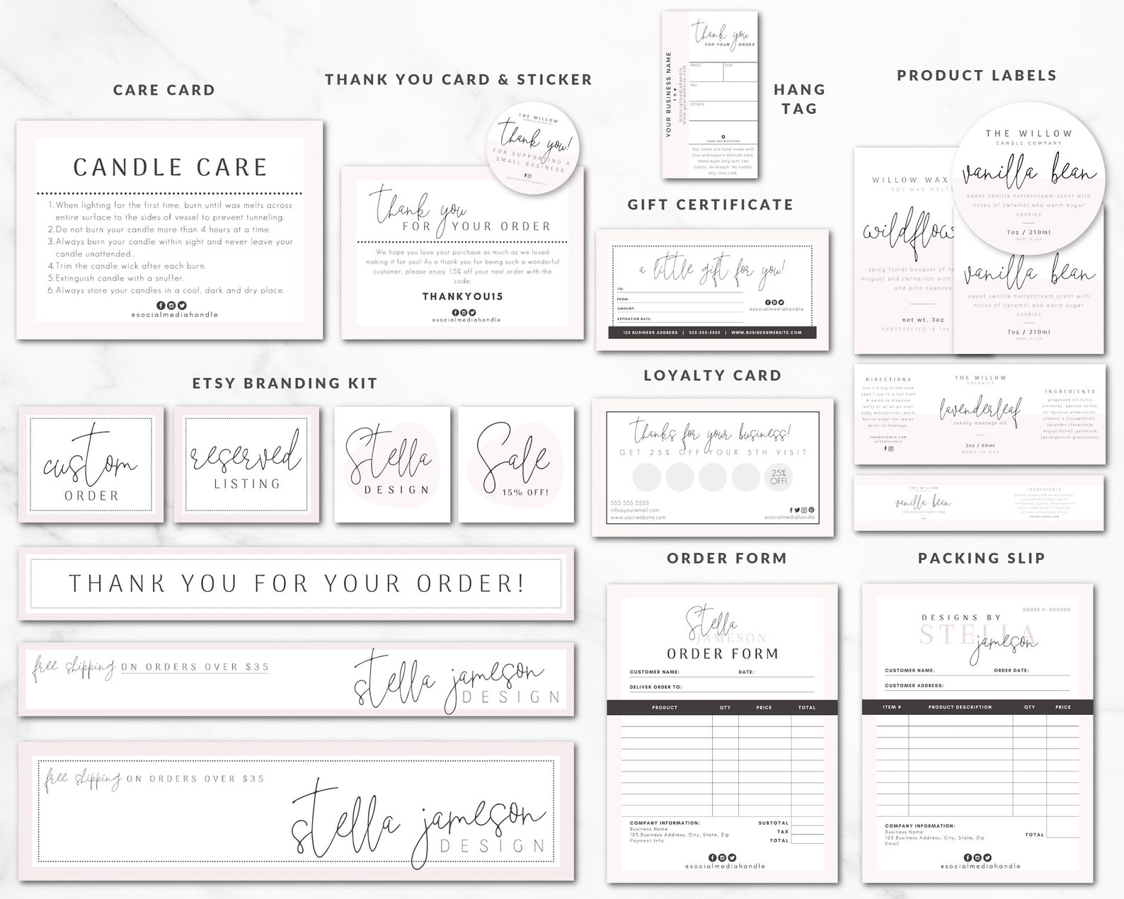 Retail Store Business Branding Kit for Canva, Editable Branding Package ...