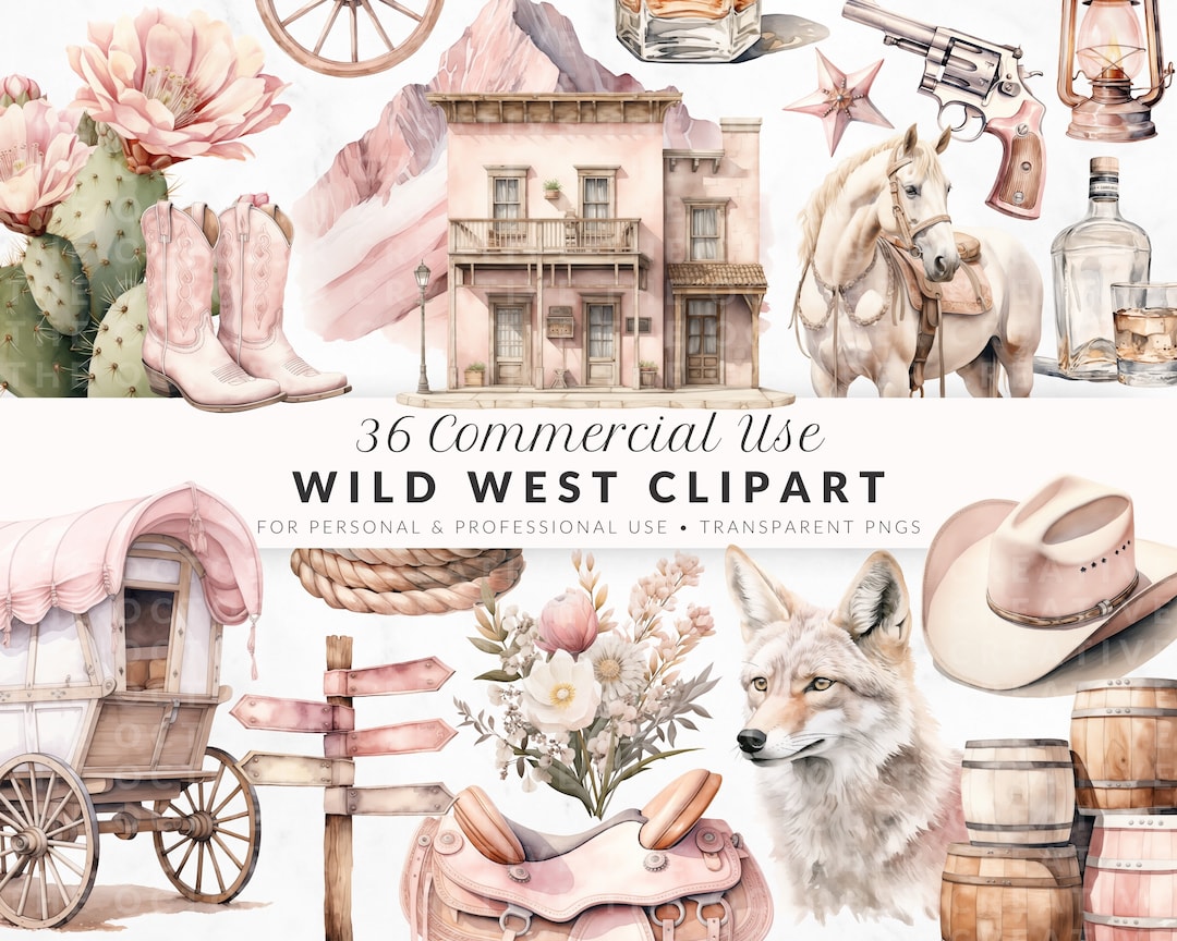 Watercolor Wild West Clipart PNG, Pink Cowgirl Clipart, Rodeo Clipart ...