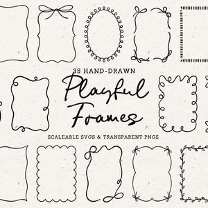 Hand Drawn Wedding Frames With Bows and Ribbons, Illustration Bundle ...