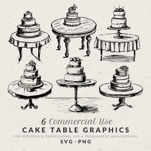 Hand Drawn Wedding Cake Table Illustrations SVG PNG, Hand Drawn Wedding ...