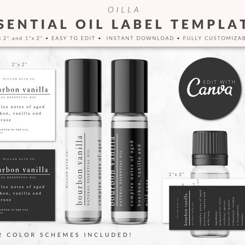 10ml 5ml Essential Oil Roll-on Label Template for Canva - Etsy
