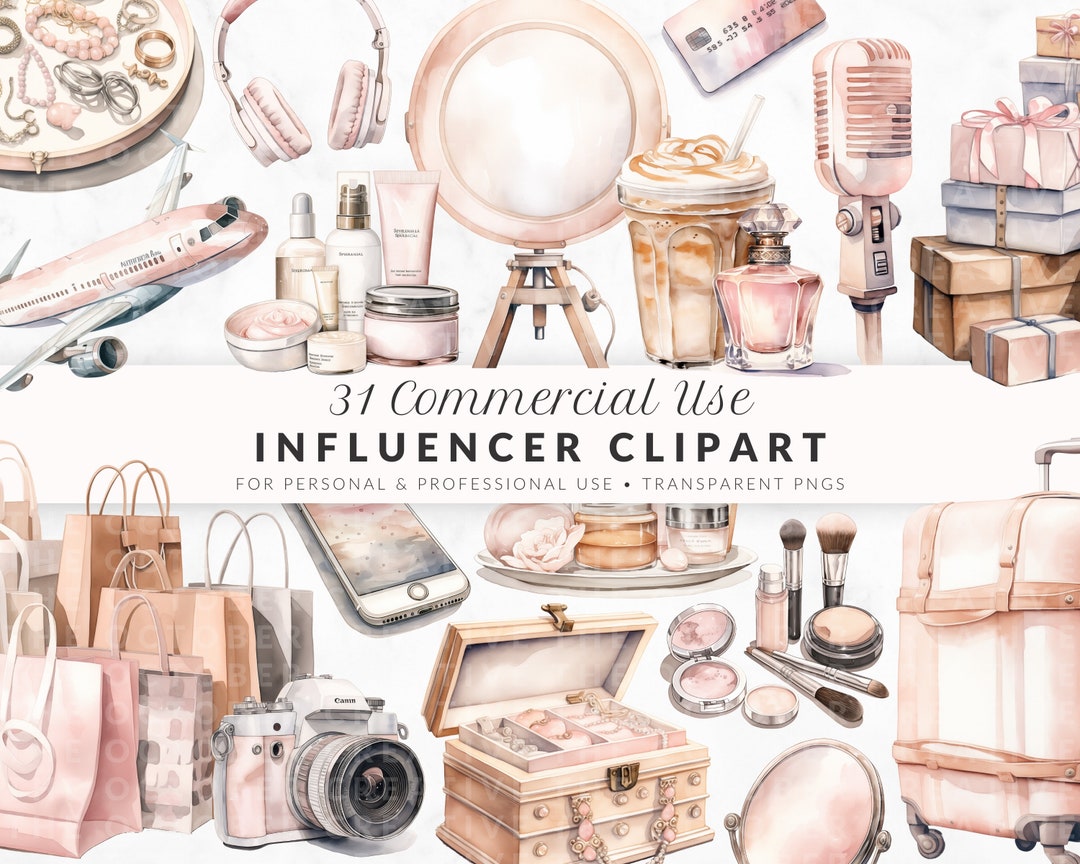 Watercolor Influencer Clip Art Pngs, Pink Girl Boss Clip Art, Clip Art ...