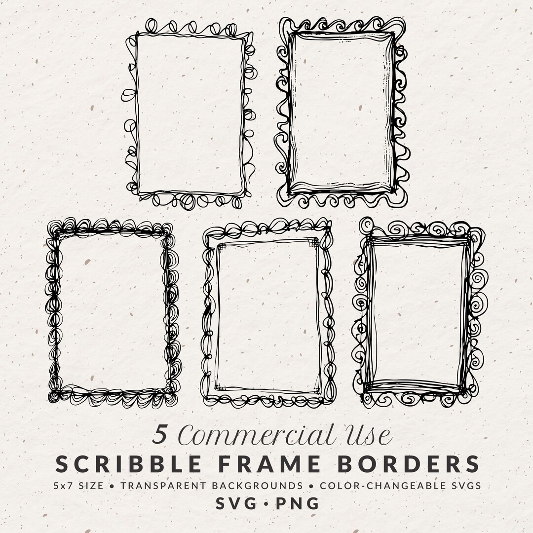 Hand Drawn Doodle Clipart, Scribble Borders and Frames (SVG PNG) - Etsy