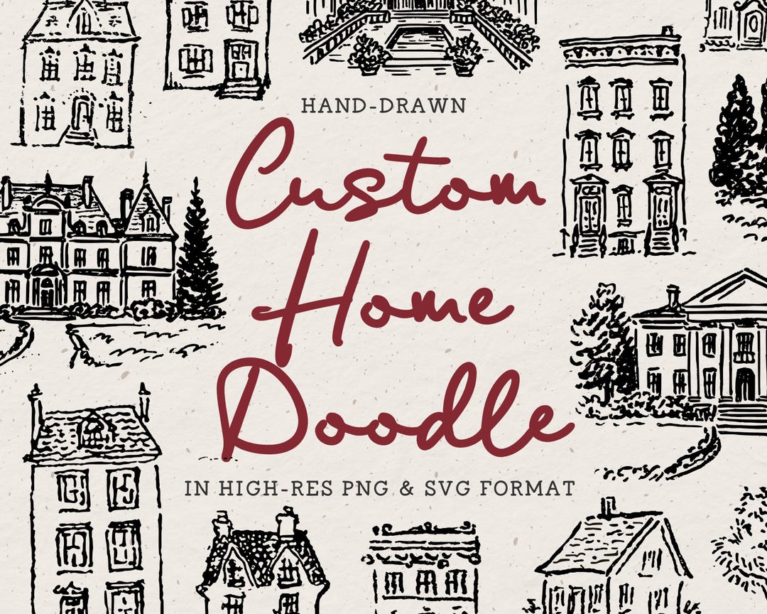 Custom Home Illustration Sketch: Whimsical Vintage Hand-drawn Art (PNG ...