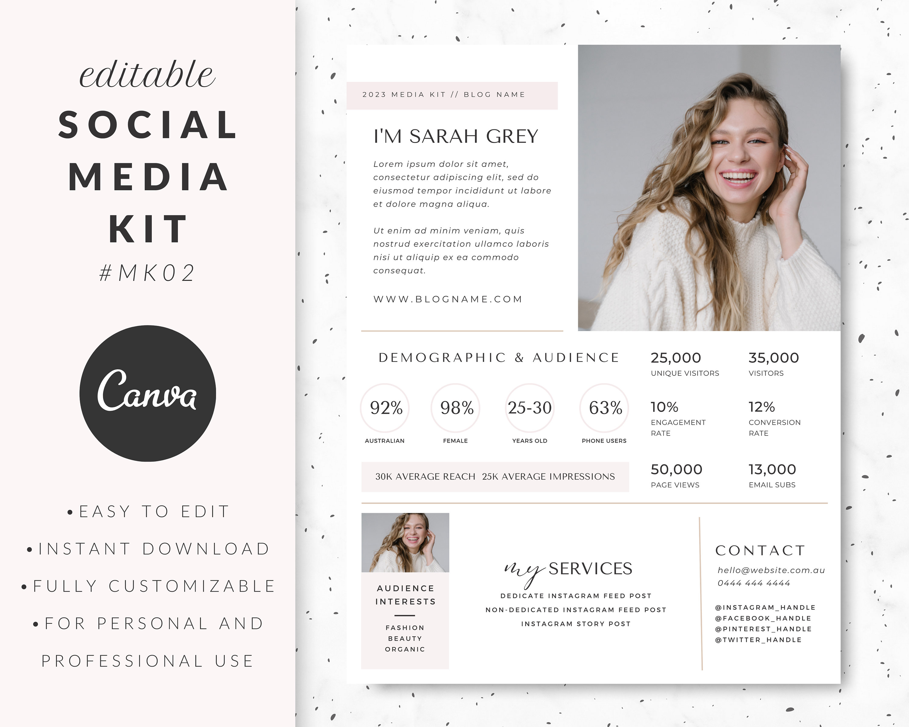 Influencer Media Kit Template for Canva, UGC Media Kit, UGC Portfolio ...