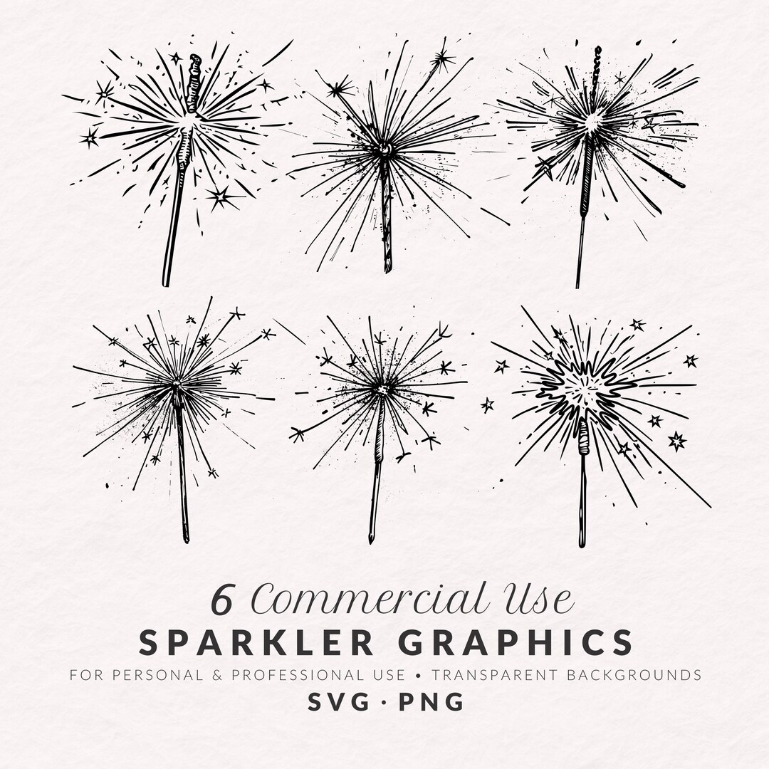 Hand Drawn Sparkler Illustration, SVG PNG, Hand Drawn Wedding Icons ...