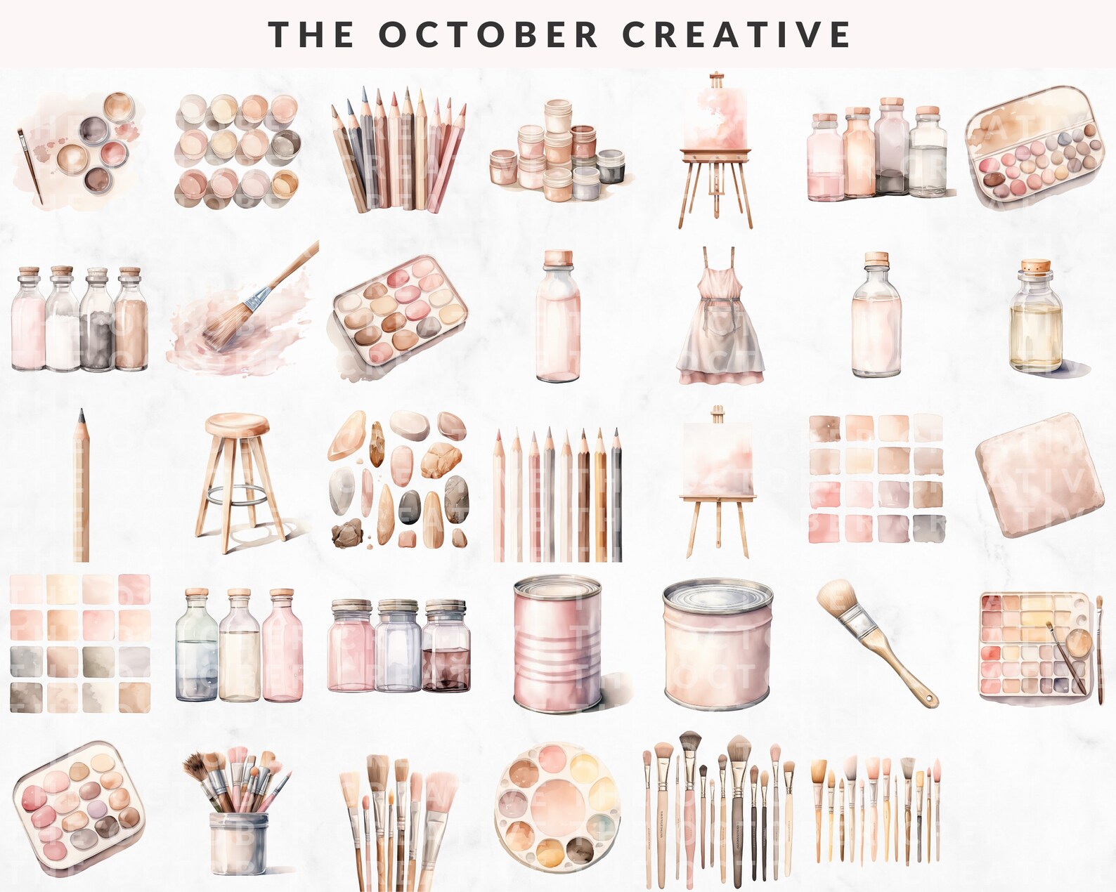 Watercolor Art Supplies Clip Art PNG, Craft Artist Clip Art, Clip Art ...