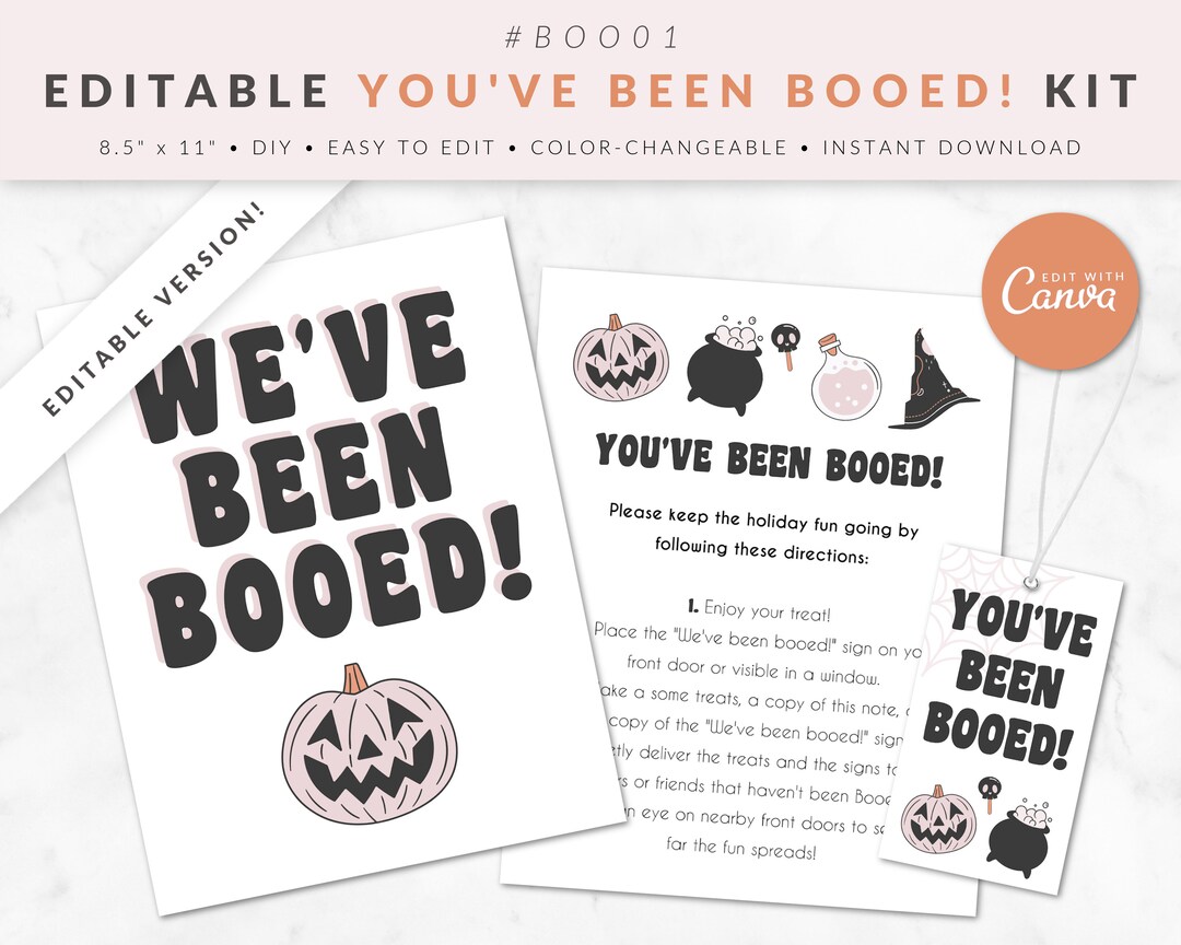 You've Been Booed Template for Canva, We've Been Booed Sign, Halloween ...