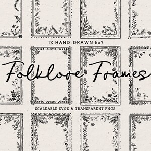 Cottagecore Clipart Frames, 5x7 Invitation Border Frames, Whimsical ...