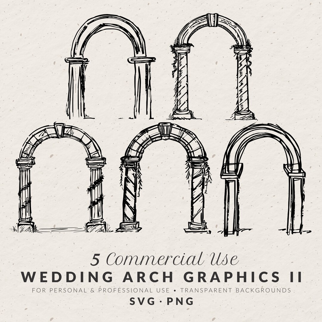 Hand Drawn Wedding Arch Illustration SVG PNG, Hand Drawn Wedding Icons ...