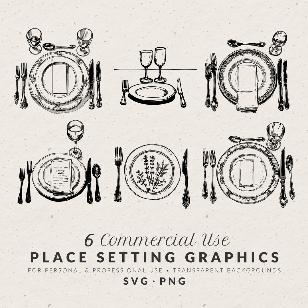 Hand Drawn Place Setting Illustration SVG PNG, Hand Drawn Wedding Icon ...