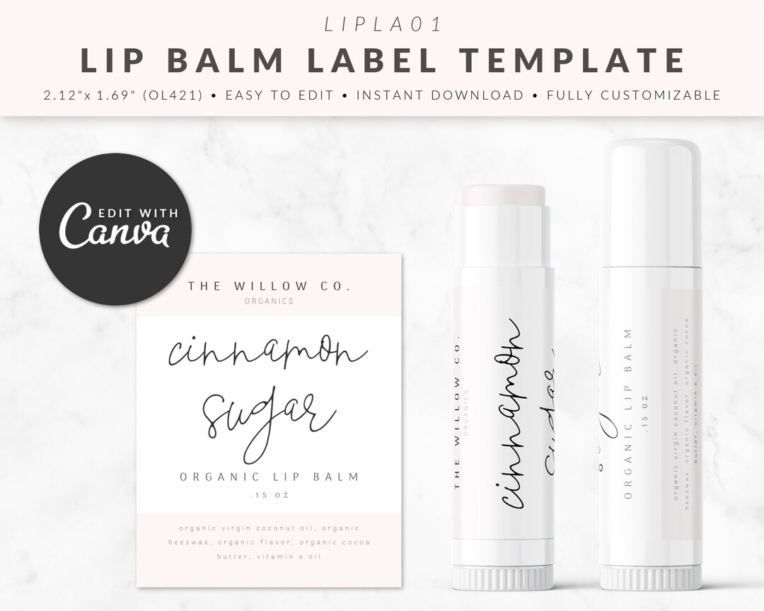 Lip Balm Product Label Template for Canva, Product Label, Product ...
