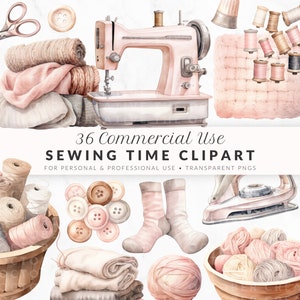 Watercolor Sewing Kit Clip Art Pngs, Knitting Clip Art, Watercolor Clip ...