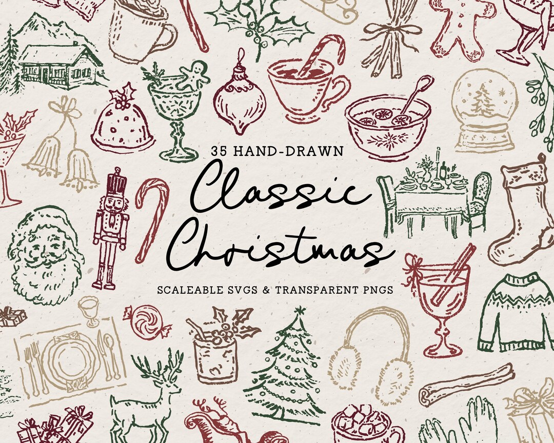 Retro Christmas Clipart Set, Winter Holiday SVG PNG, Nutcracker Sleigh ...