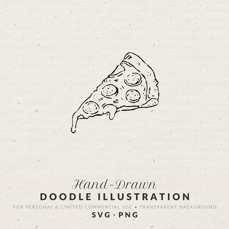 Hand Drawn Pizza Slice Doodle Illustration (PNG SVG) - Etsy
