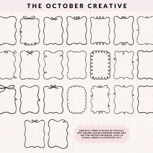 Wavy Wedding Invitation Border Frame Set, Hand Drawn Doodle ...