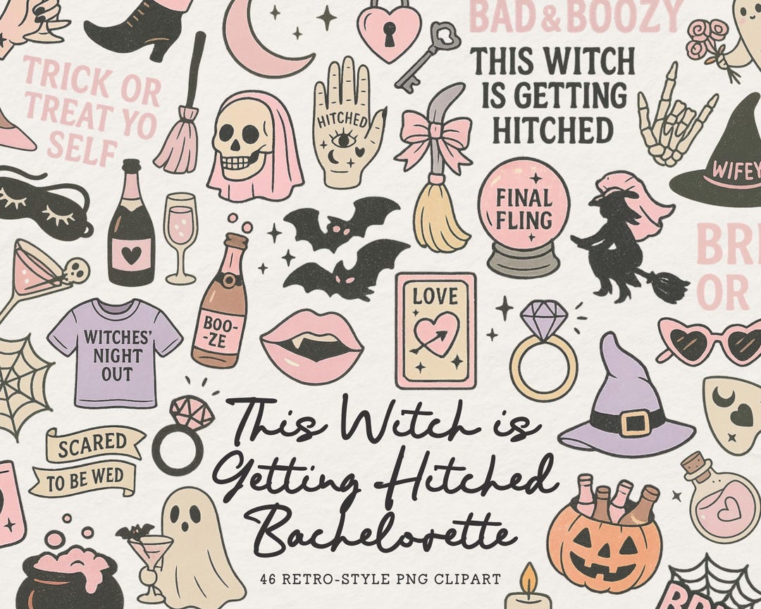 This Witch is Getting Hitched Clipart Bundle, Witchy Graphics for ...