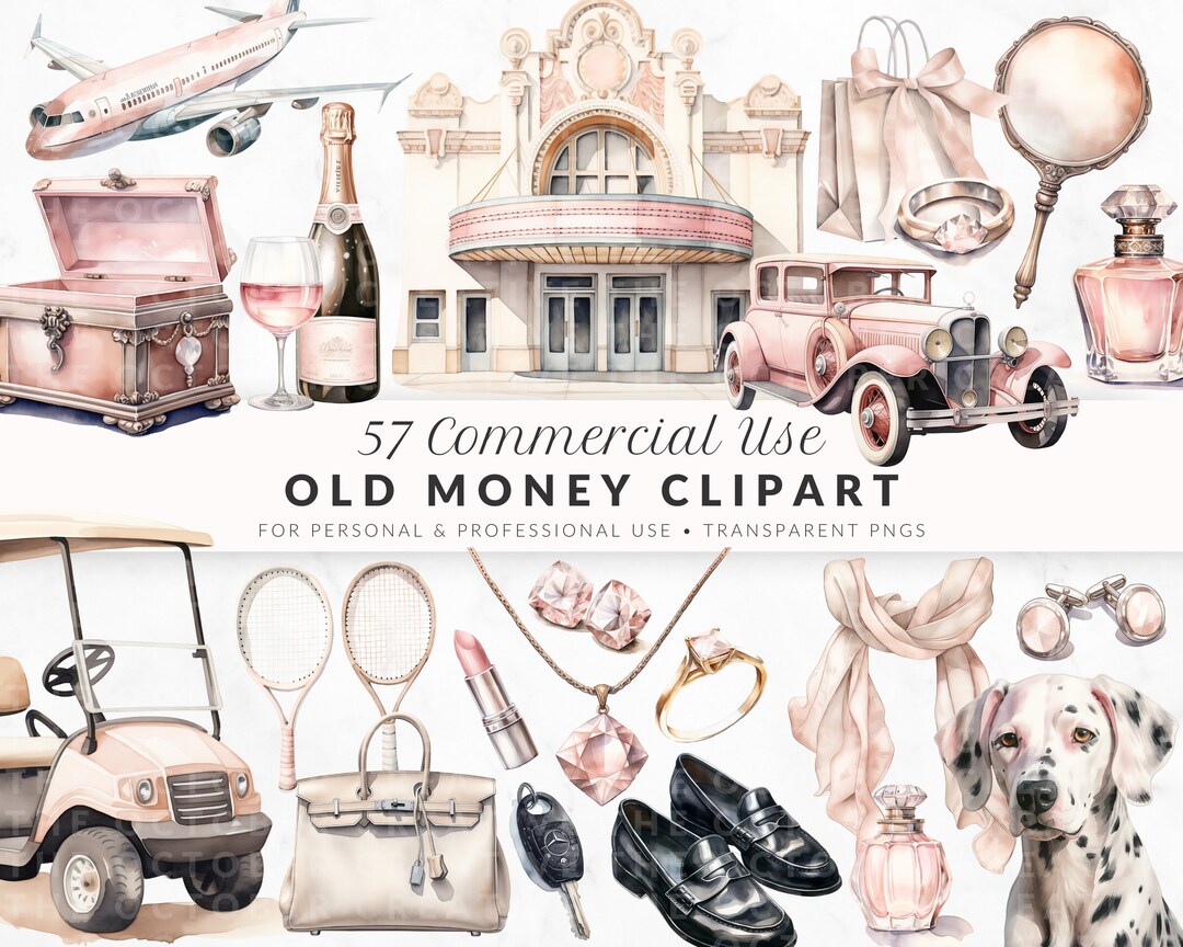 Watercolor Luxurious Clip Art Pngs, Old Money Clip Art, Clip Art Bundle ...