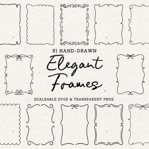 Elegant Wedding Invitation Border Frame Set, Hand Drawn Whimsical ...