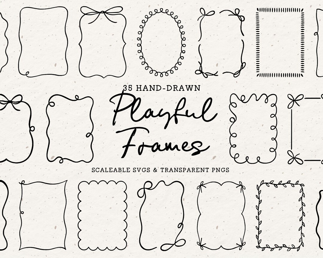 Hand Drawn Whimsical Frames Bundle, Wavy Loopy Clipart (SVG PNG) - Etsy