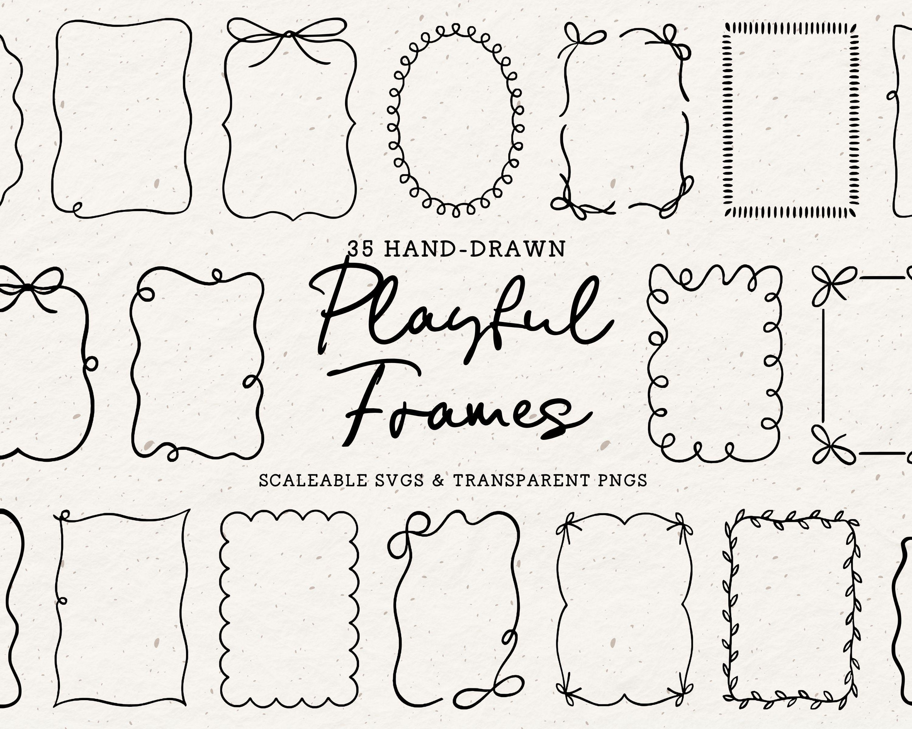 Hand Drawn Whimsical Frames Bundle, Wavy Loopy Clipart (SVG PNG) - Etsy