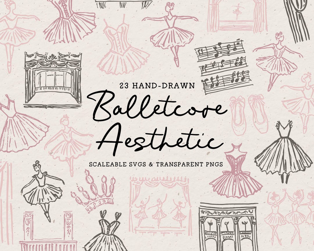 Ballet Aesthetic Clipart, Hand Drawn Balletcore Doodle Illustration ...