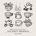 Hand Drawn Tea Party Illustrations SVG PNG, Hand Drawn Tea Set Icons ...