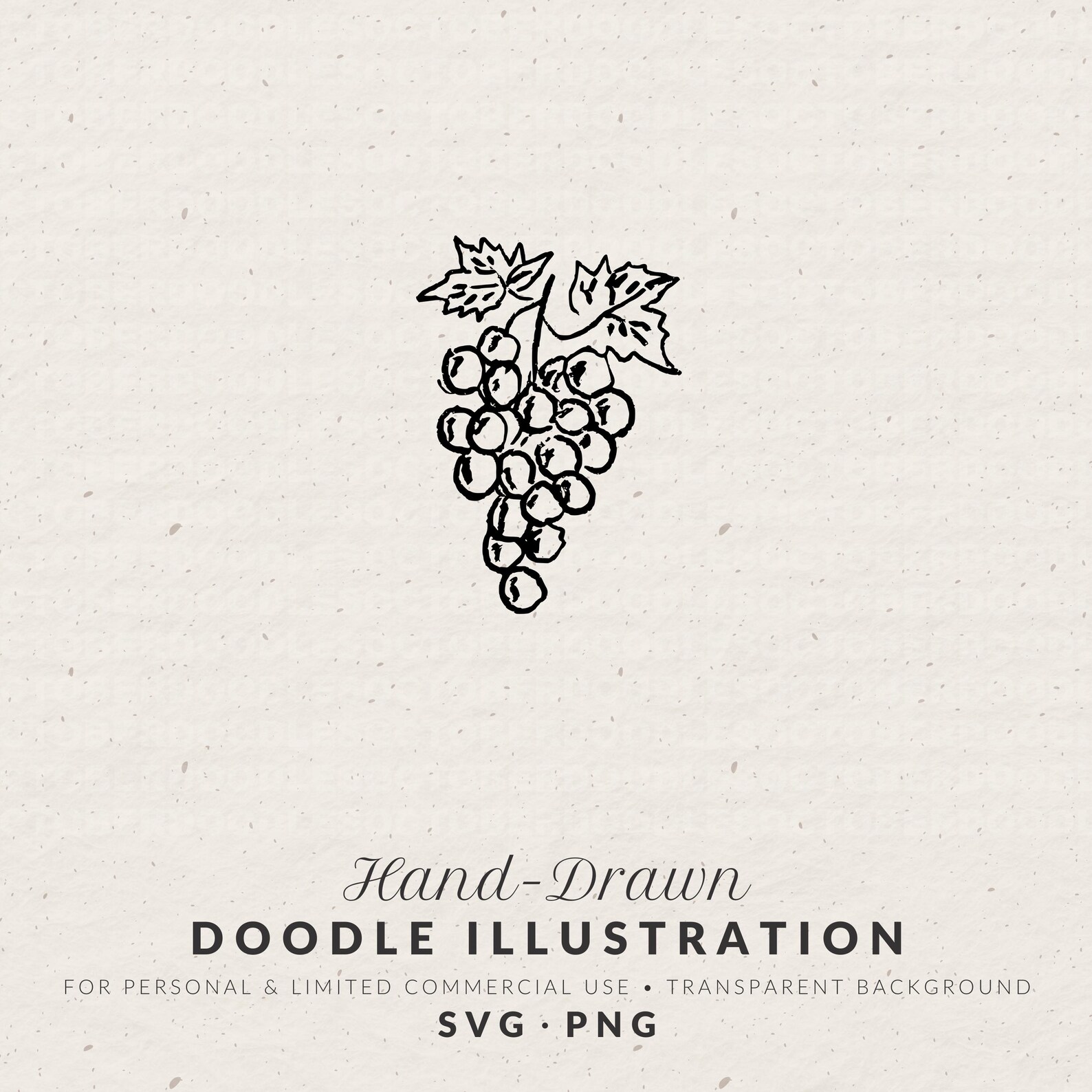 Grapes Line Art Icon – Hand Drawn Whimsical Doodle Illustration (SVG ...