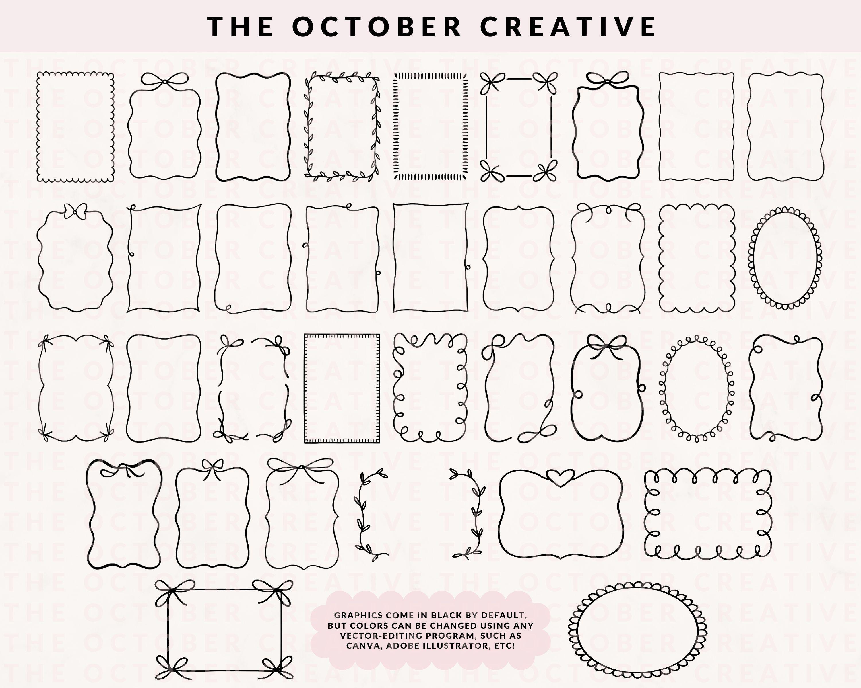 Hand Drawn Whimsical Frames Bundle, Wavy Loopy Clipart (SVG PNG) - Etsy