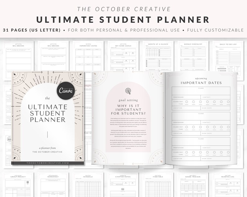 Editable Student Planner Canva Template School Planner - Etsy