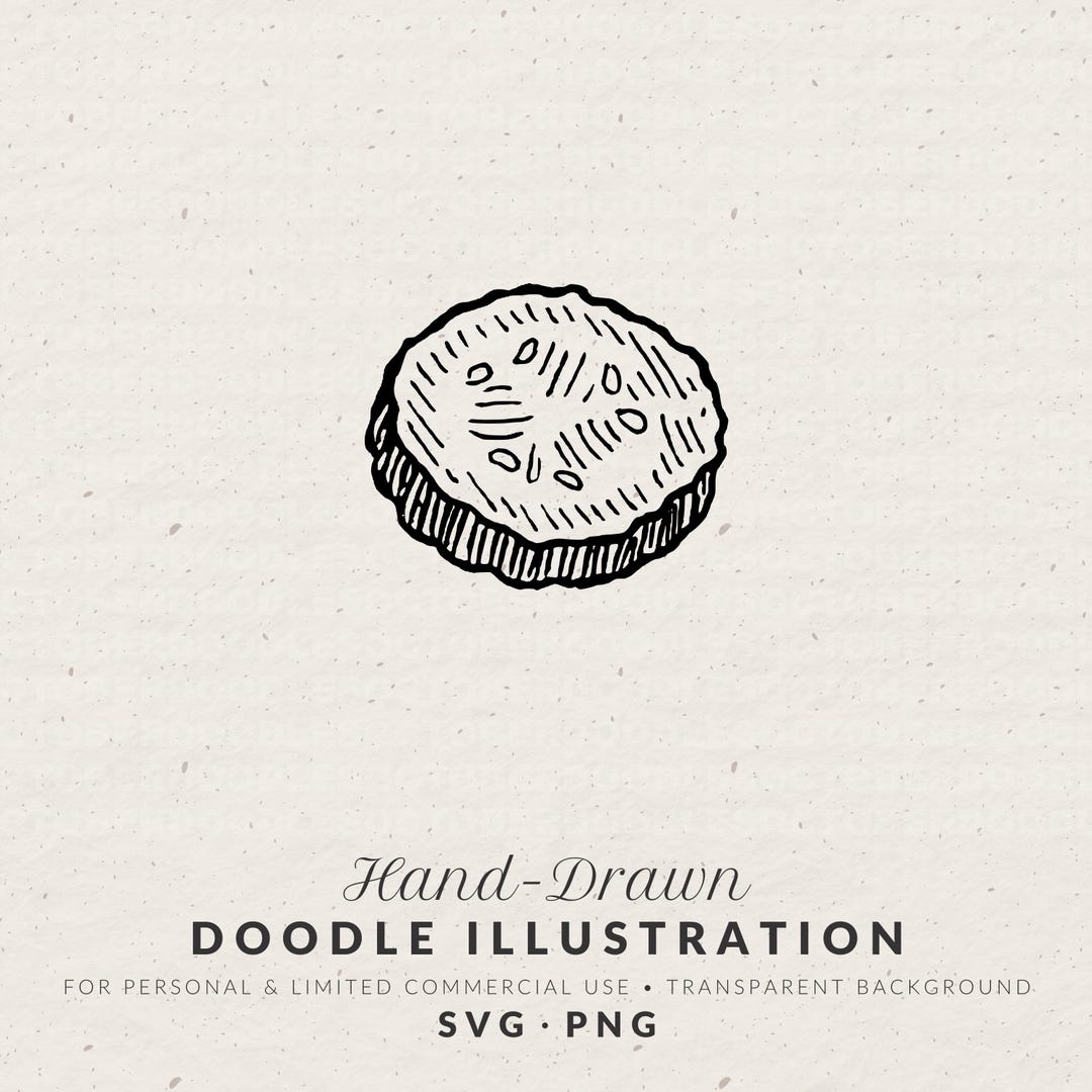 Hand Drawn Pickle Slice Doodle – Whimsical Fast Food Clipart (PNG & SVG ...