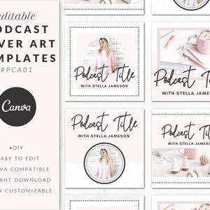 Podcast Cover Art Templates for Canva, Podcast Graphics Bundle, Podcast ...