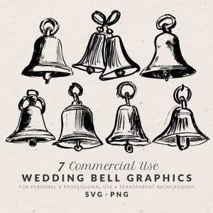 Hand Drawn Wedding Bell Illustration SVG PNG, Hand Drawn Wedding Icons ...