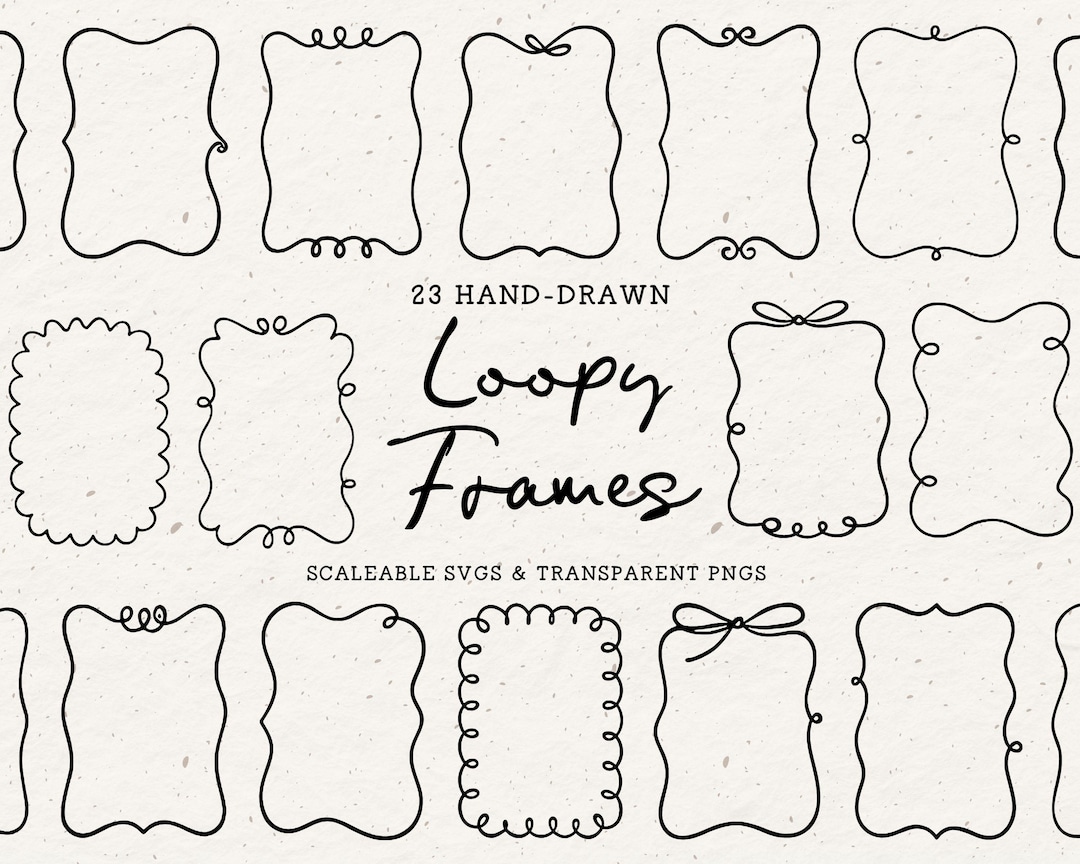 Wavy Wedding Invitation Border Frame Set, Hand Drawn Doodle ...