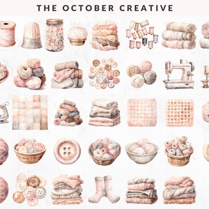 Watercolor Sewing Kit Clip Art Pngs, Knitting Clip Art, Watercolor Clip ...