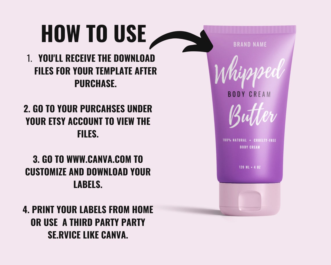 Skincare Label, Body Lotion Label, Editable Body Cream Label,product ...