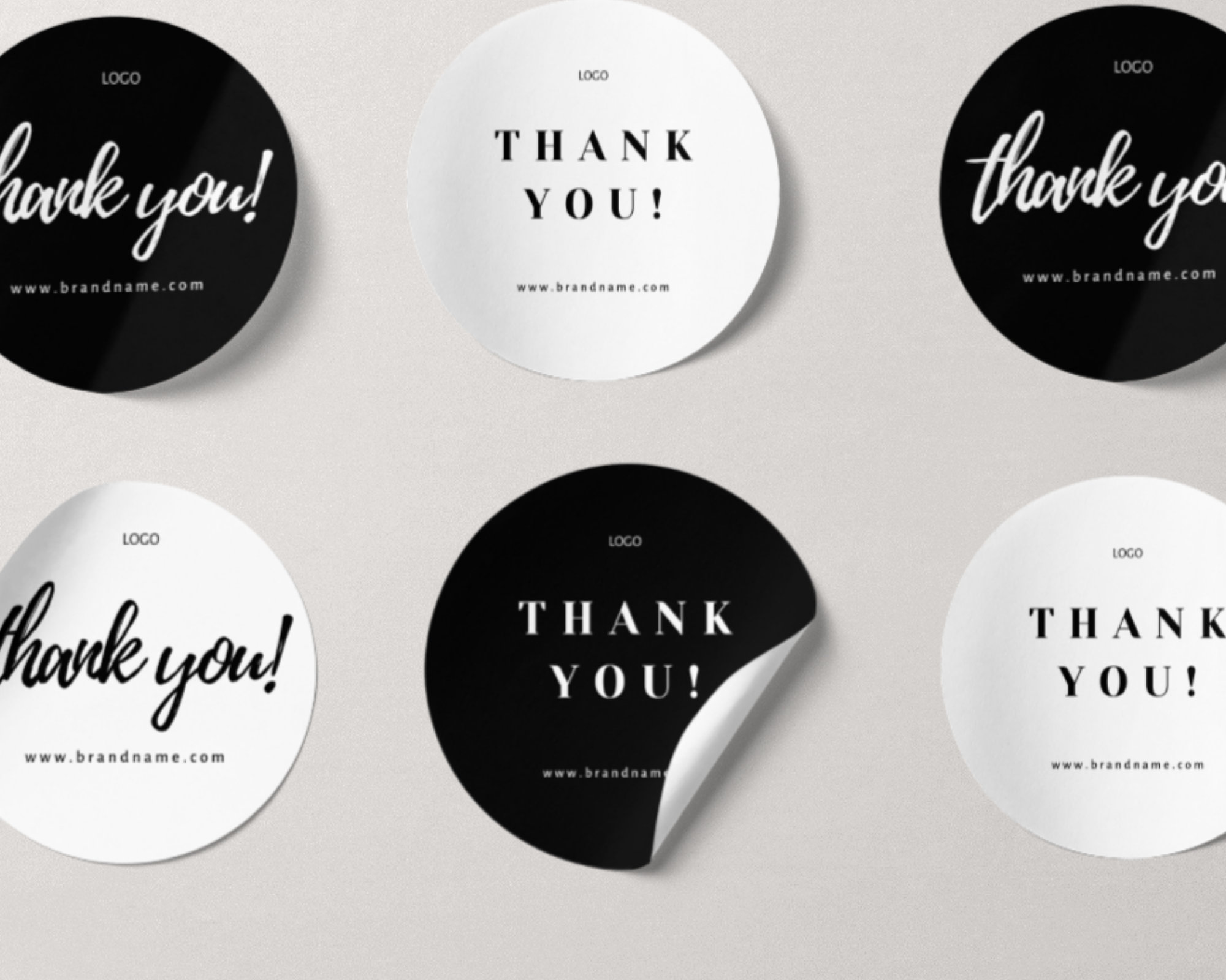 Editable Thank You Circle and Square Sticker Label Template, Printable ...
