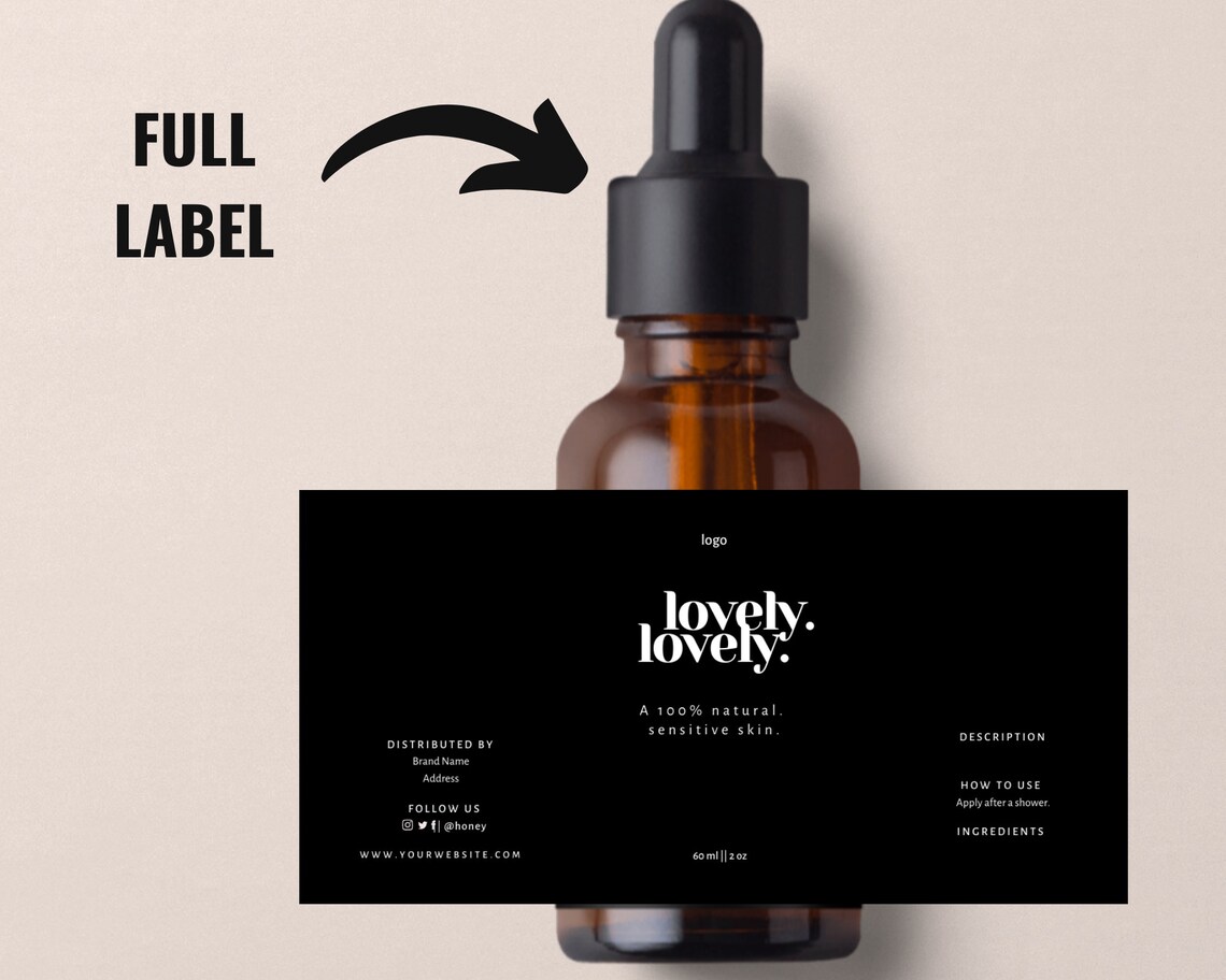 Skin Care Label Template Skincare Product Label Serum Label - Etsy