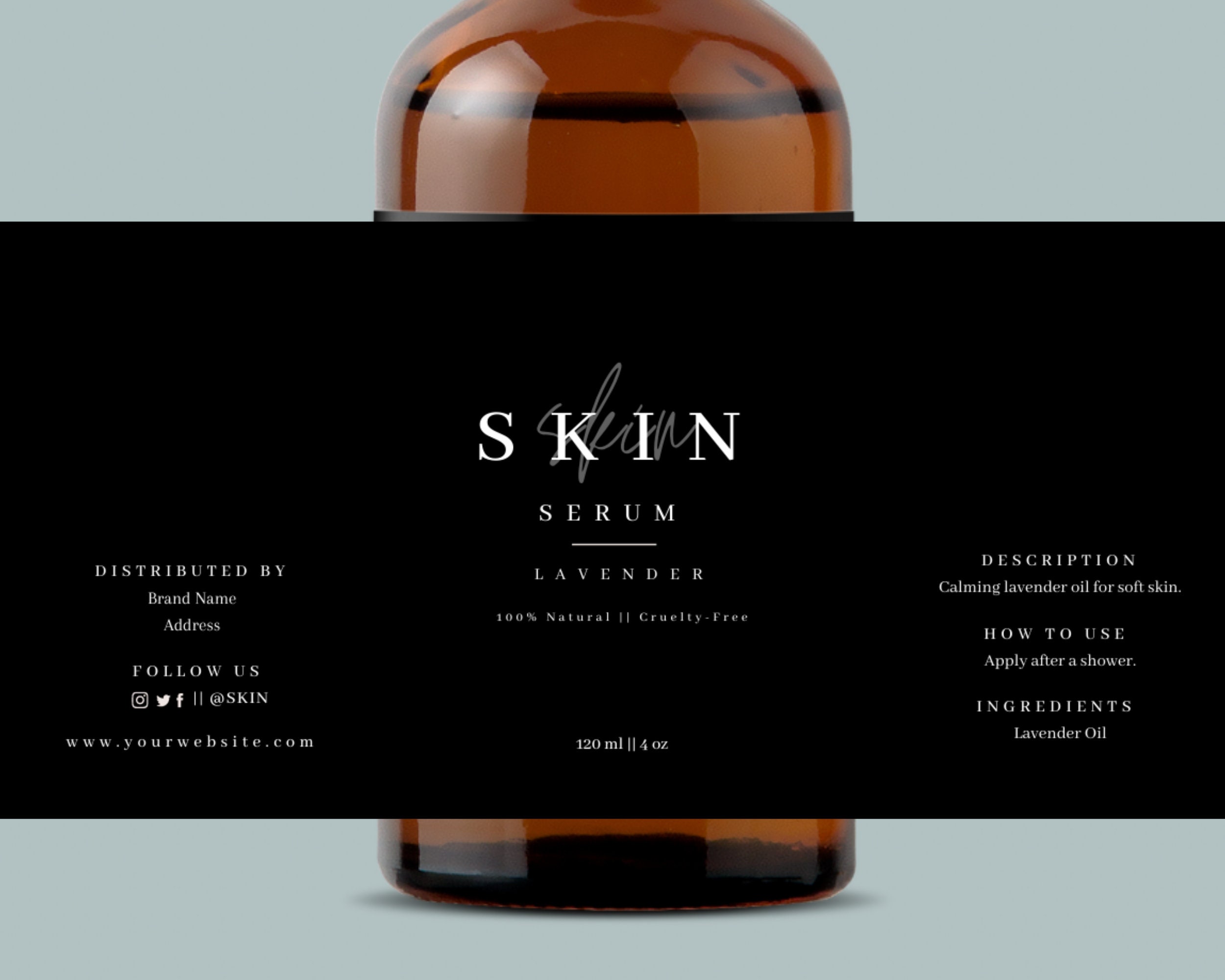 Fully Editable Skin Care Label Template, Skincare Product Labels, Serum ...