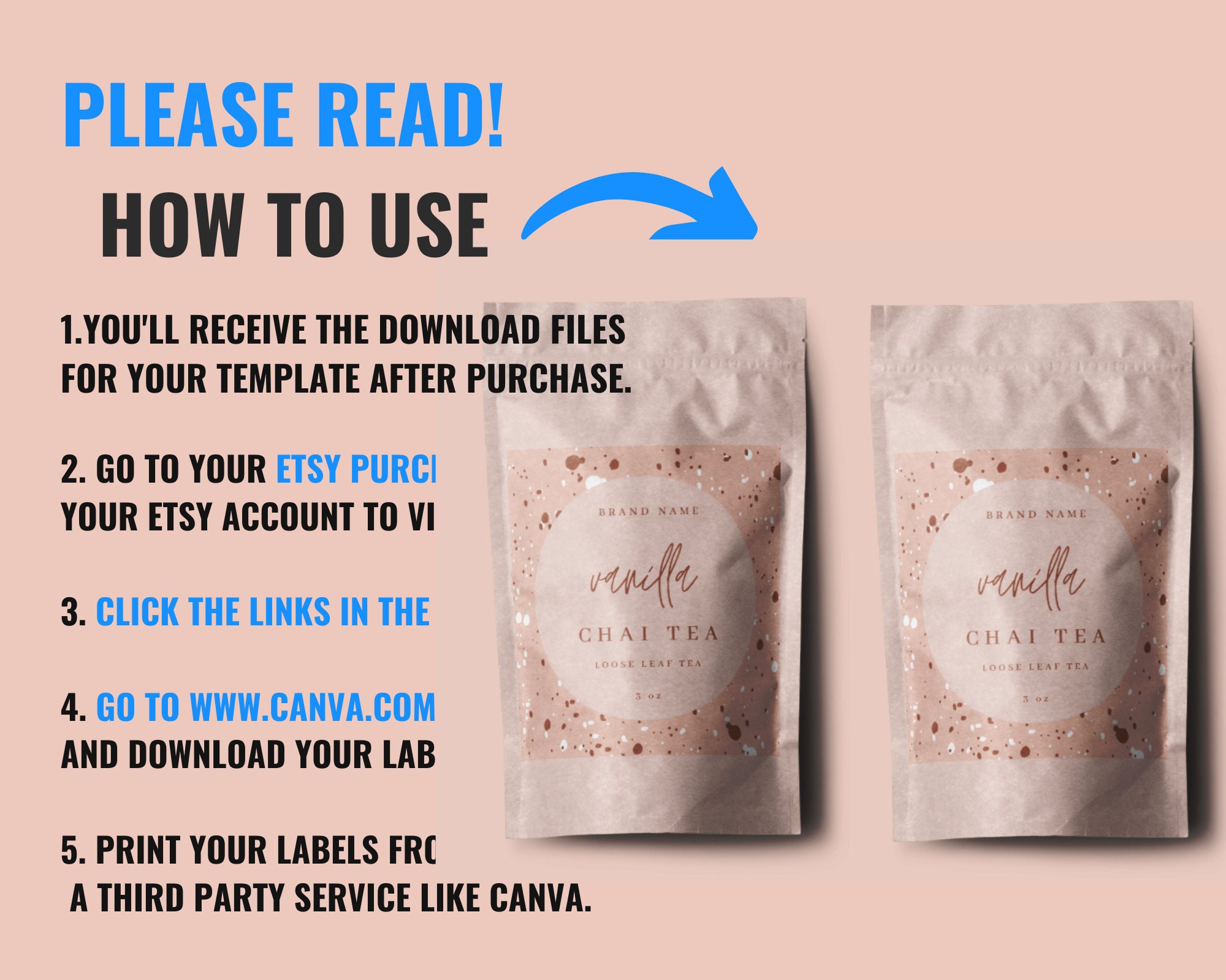 Fully Editable Product Label Template - Paper Pouch Label Design ...