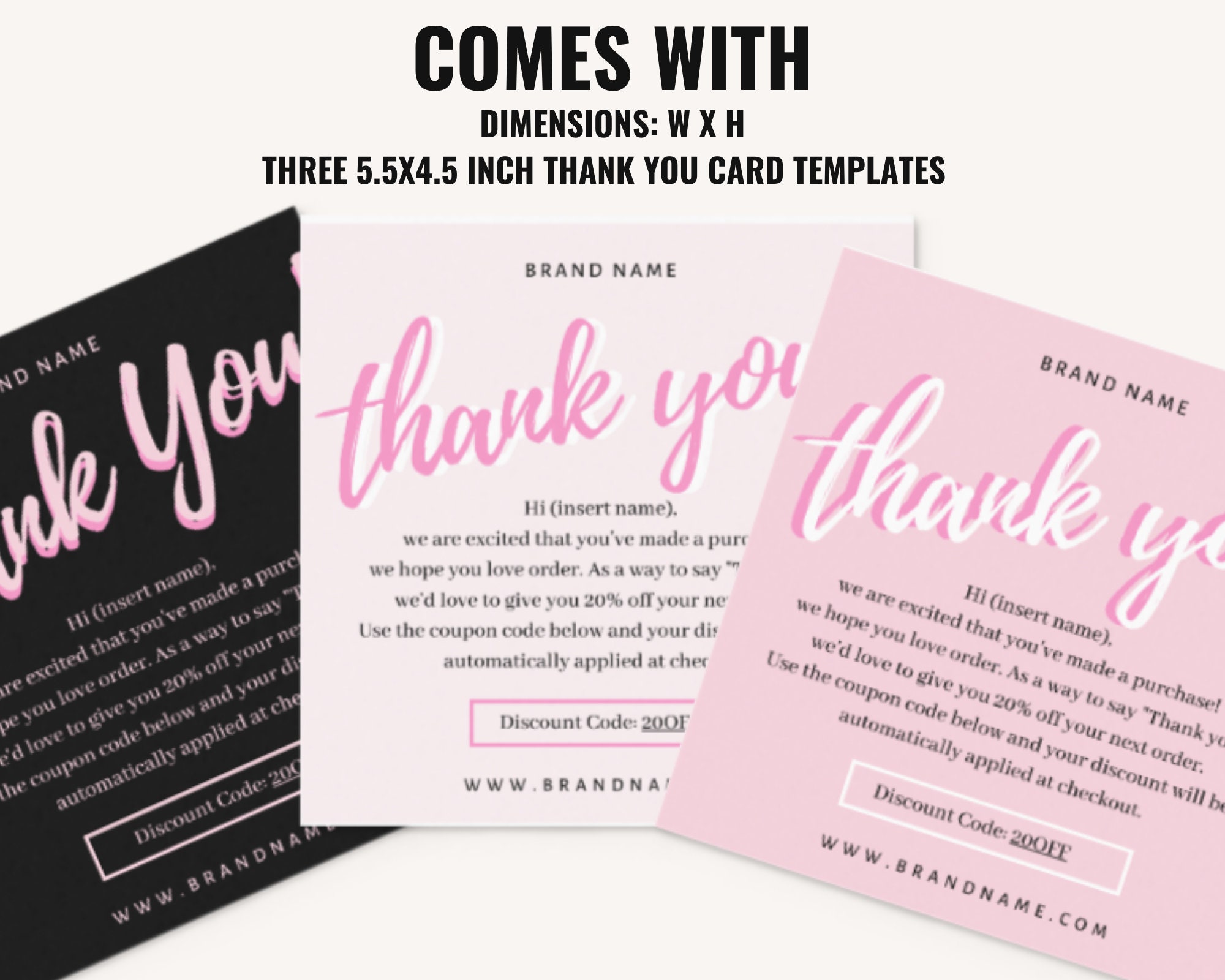 Thank You Card Template, Business Card, Editable Serum Card, Skincare ...