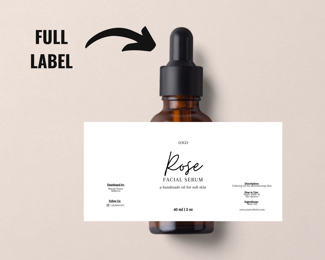 Skincare Product Label Template, Skin Care Editable Product Labels ...