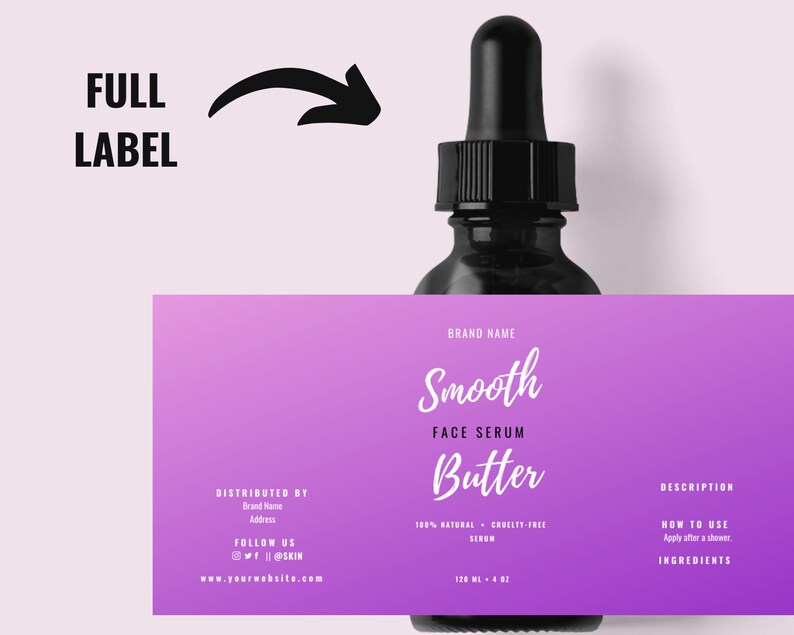 Skincare Product Label,essential Oil Label, Editable Serum Label ...