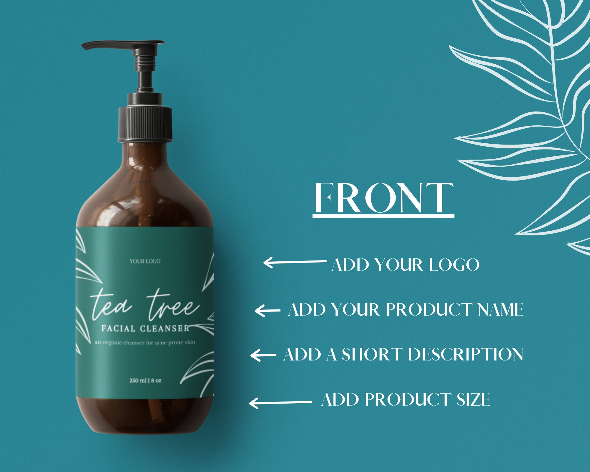 Facial Cleanser Cosmetic Label, Skincare Product Labels, Product Label ...