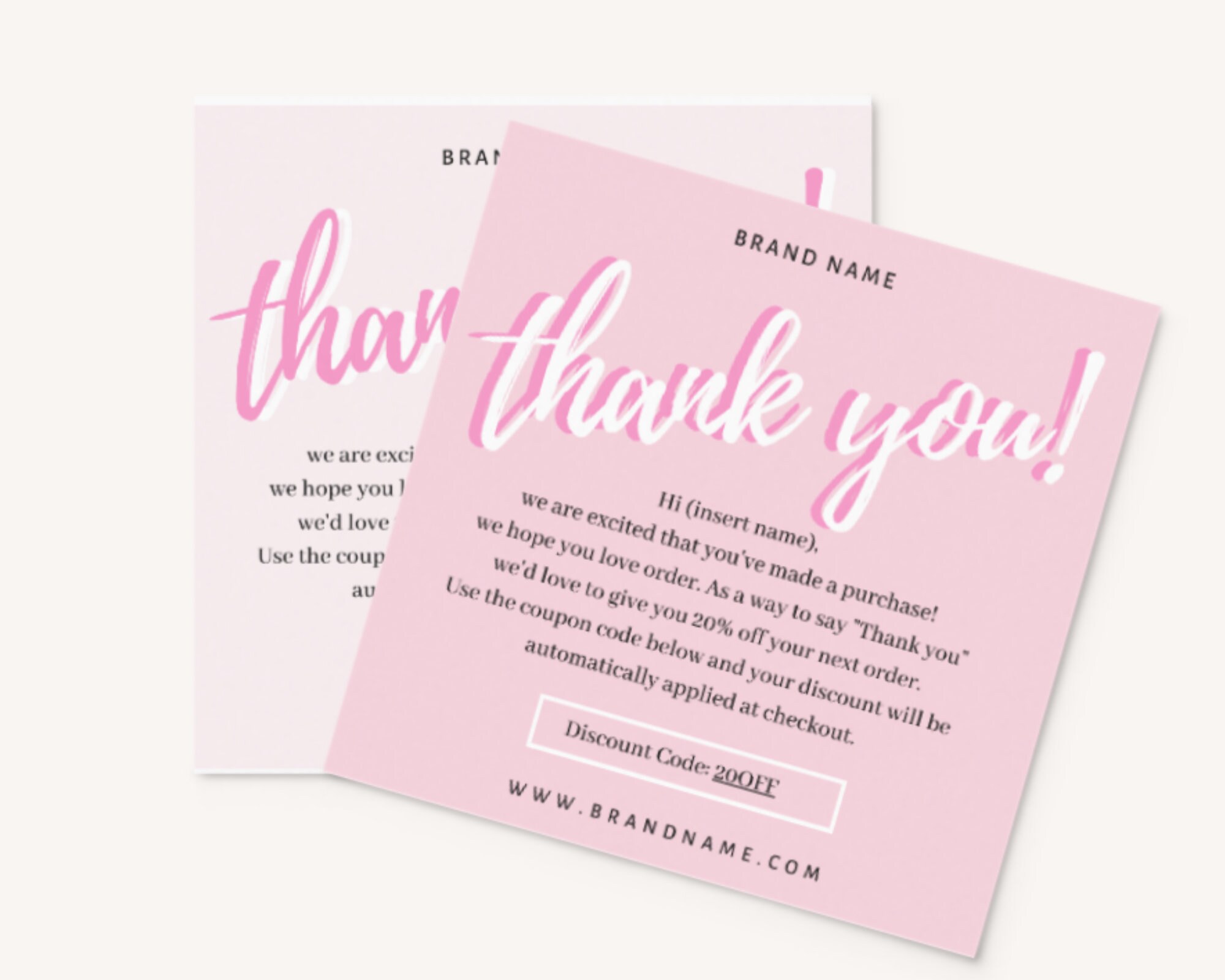 Thank You Card Template, Business Card, Editable Serum Card, Skincare ...