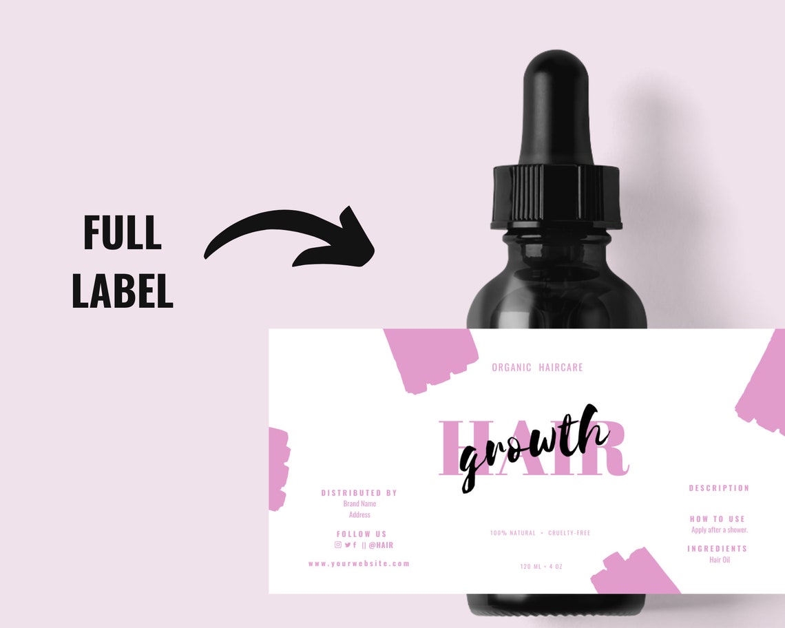 Hair Growth Oil Label, Hair Product Labels, Label for Bottles, Product ...