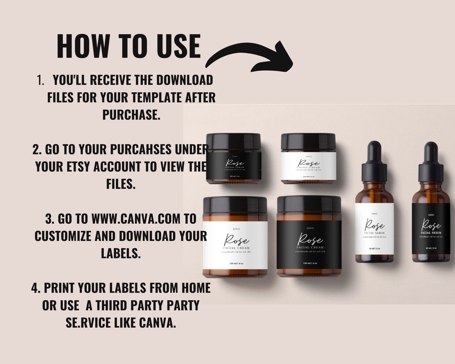 Product Label, Skincare Label Template, Skin Care Editable Dropper ...