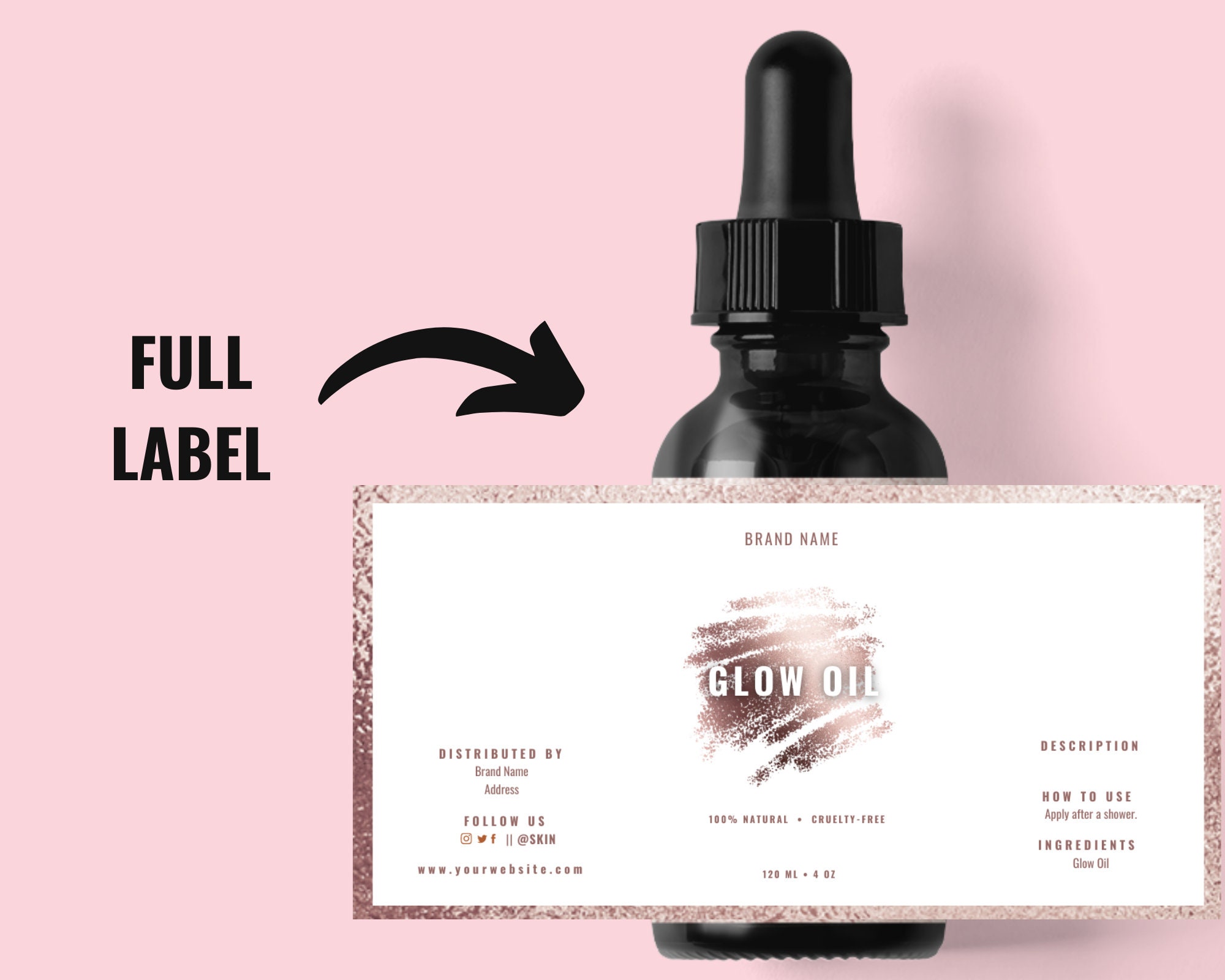 Skincare Product Label,essential Oil Label, Editable Serum Label ...